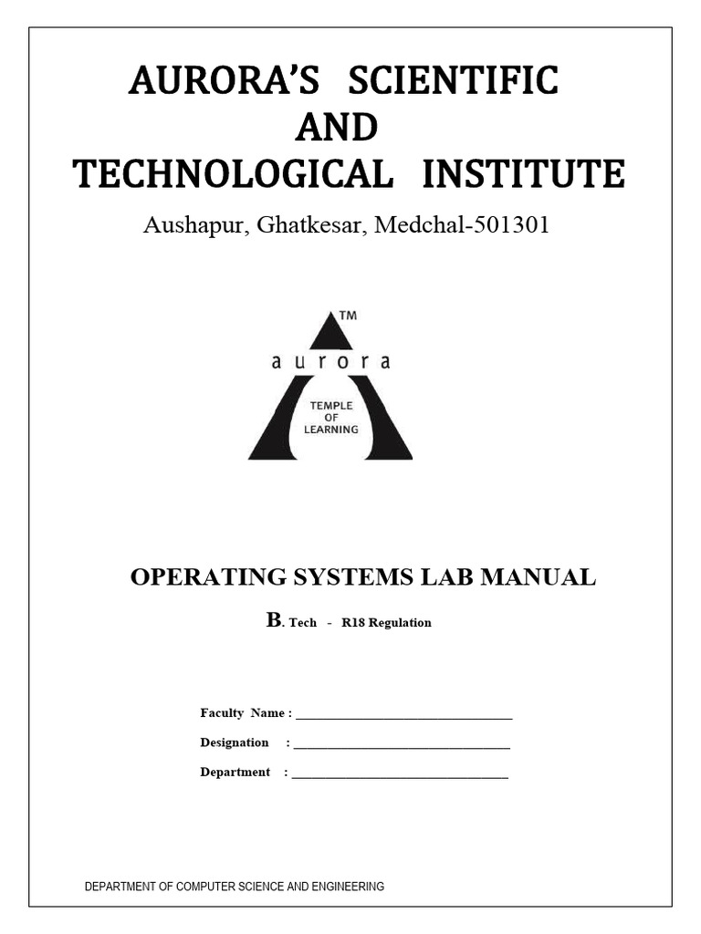 Operating Systems R18 Lab Manual Pdf Scheduling Computing Operating System