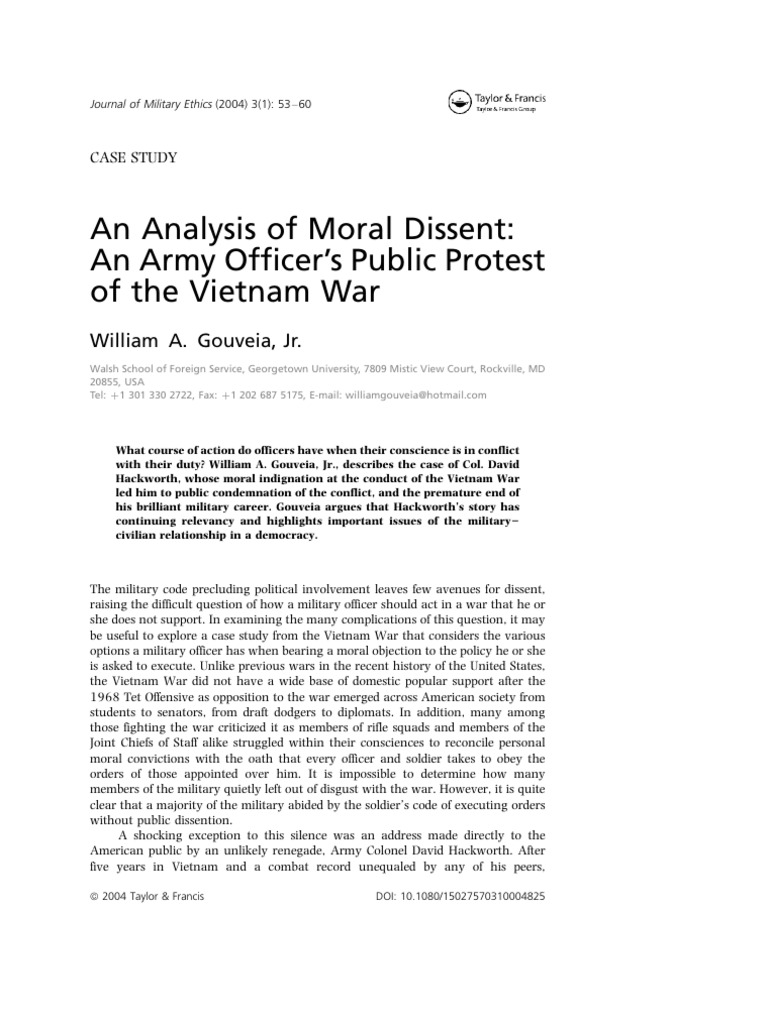 (04a) An Analysis of Moral Dissent - An Army Officer's Public Protest ...