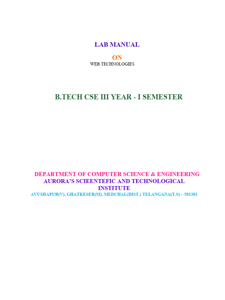 WT Lab Manual | PDF | Computing | Information Technology WT Lab Manual | PDF | Computing | Information Technology