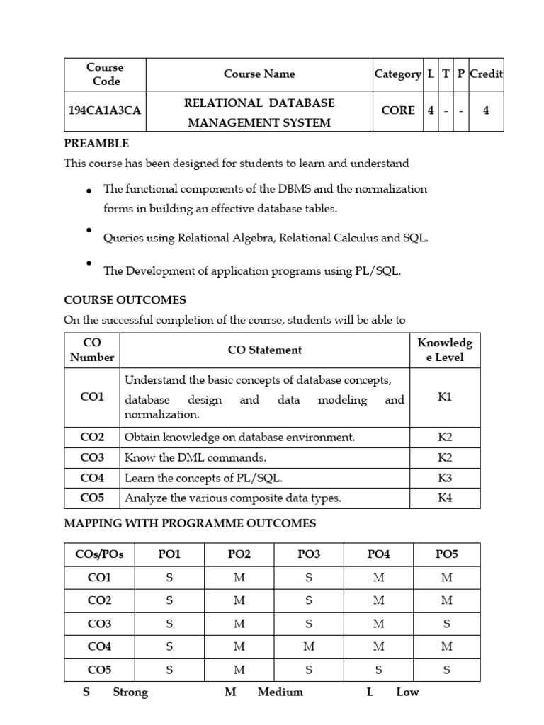 Relational Database Management System | PDF | Pl/Sql | Databases