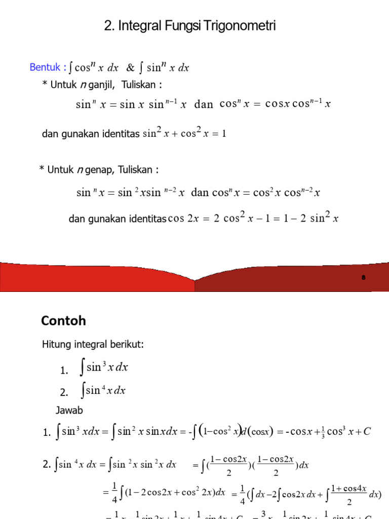 Pertemuan 10-Integral Fungsi Trigonometri | PDF