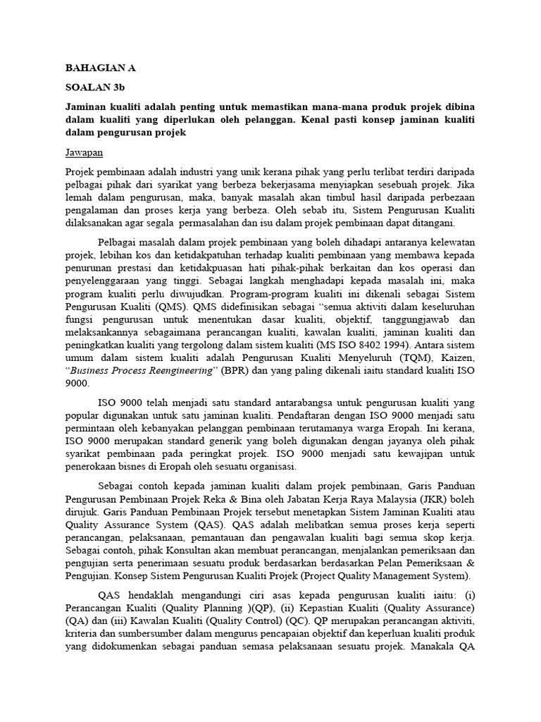 Project Management BAHAGIAN A 3B | PDF