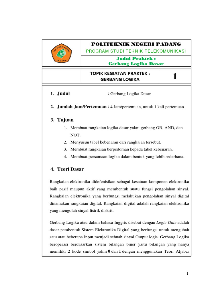 Teori Dasar Gerbang Logika Digital | PDF