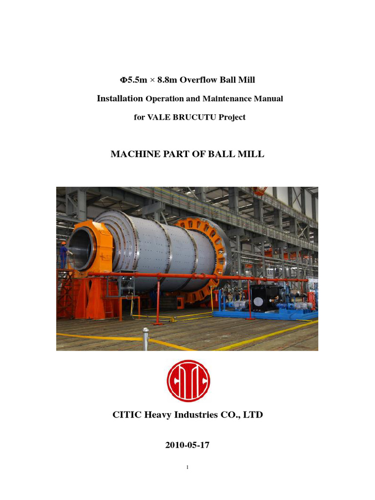 03-Φ5 - 5mx8 - 8m Overflow Ball Mill Manual－ENGLISH | PDF | Mill ...