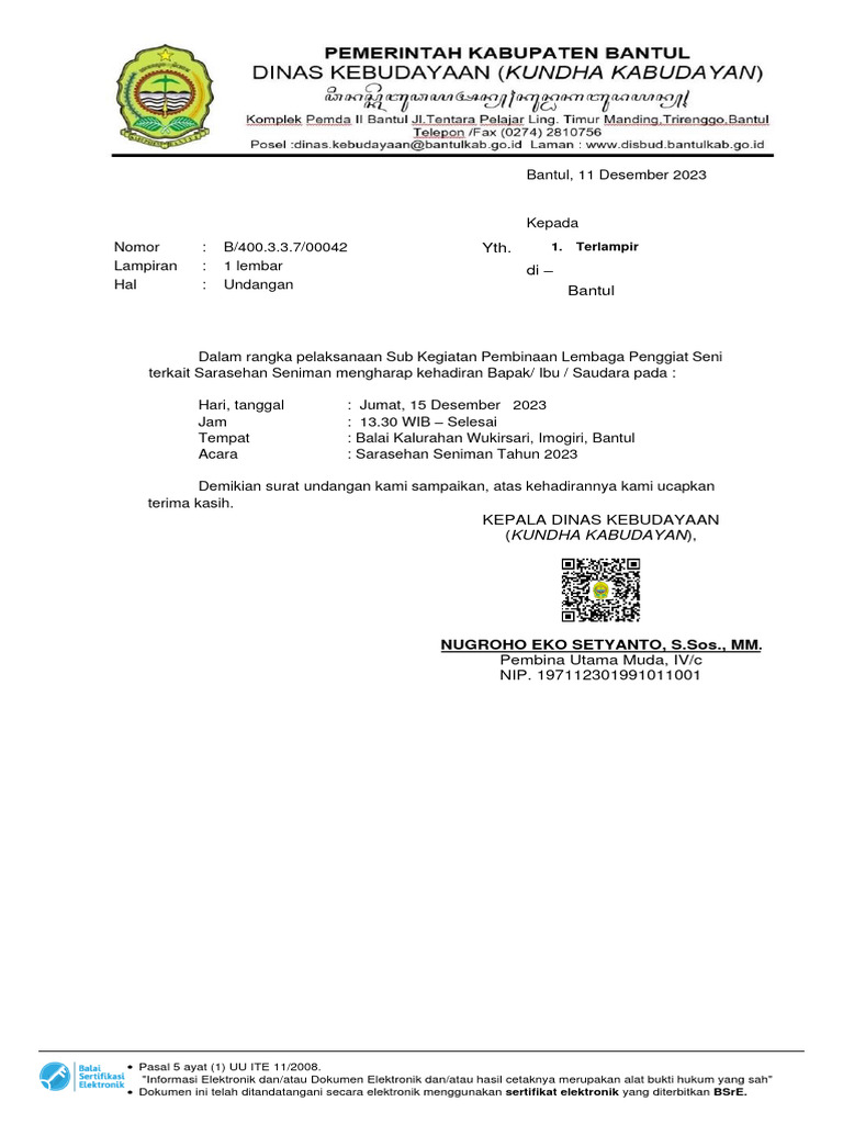 Contoh Undangan Resmi | PDF
