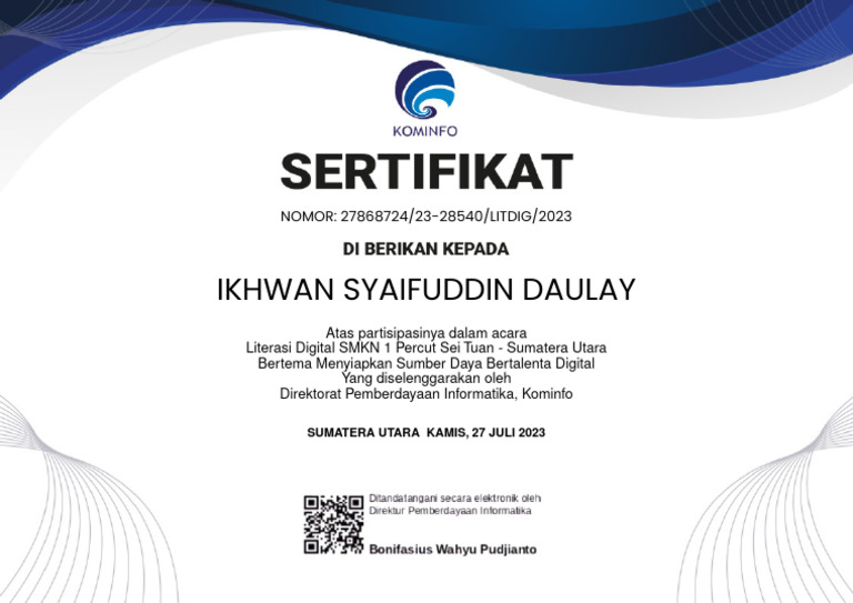 Sertifikat KOMINFO | PDF
