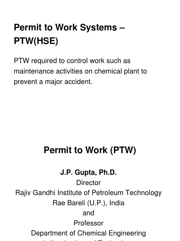 Permit to Work System | Safety | Personal Protective Equipment