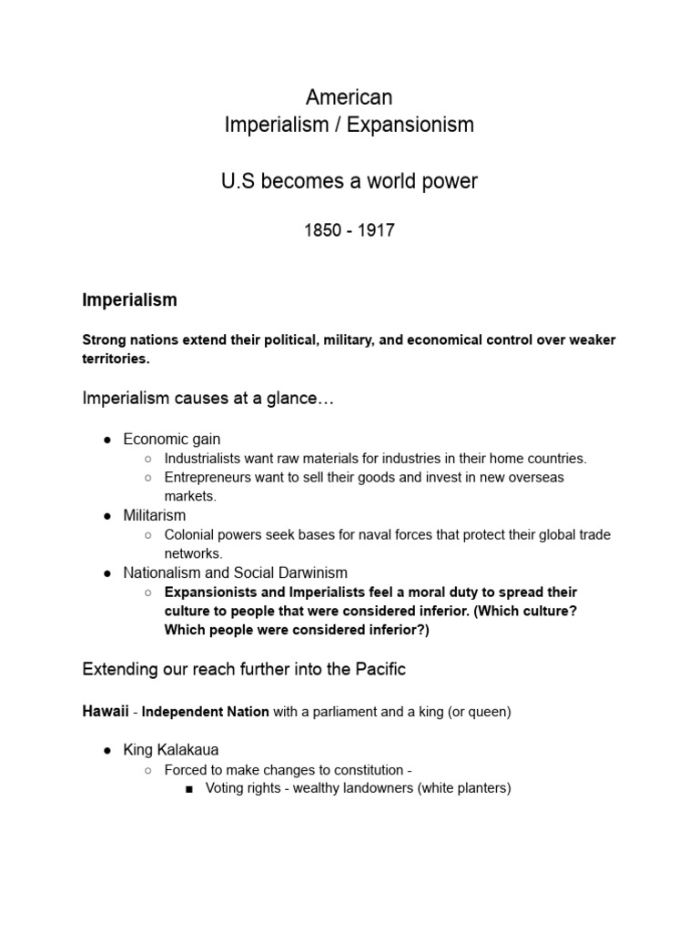 Imperialism - Expansionism Notes | PDF | Imperialism | International ...