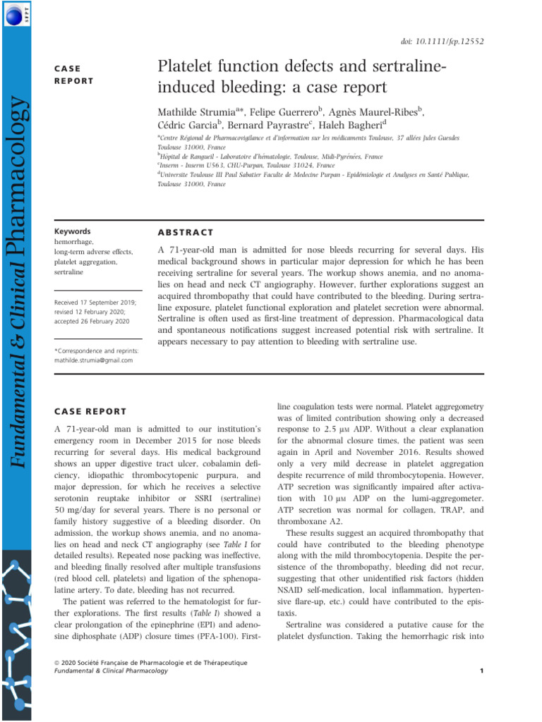 Sertralina Si Riscul de Sangerare | PDF | Selective Serotonin Reuptake ...