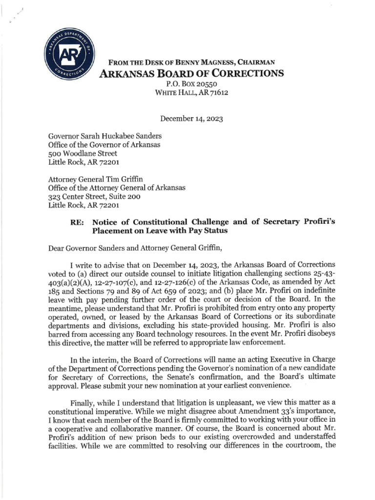 Board of Corrections Letter | PDF