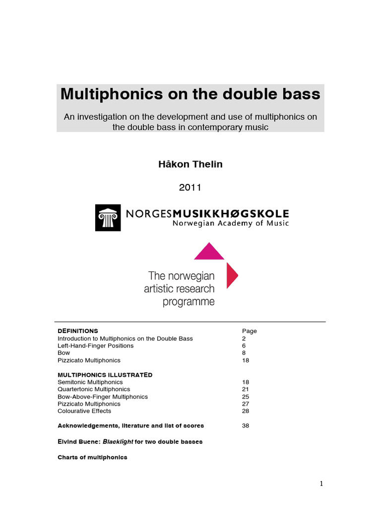Multiphonics On The Double Basspdf PDF Free | PDF | Harmonic | Double Bass