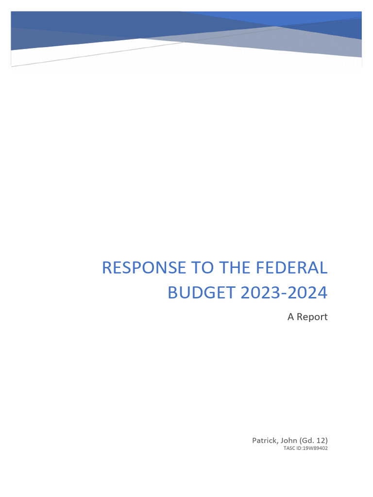 Federal Budget Assignment 2023-2024 | PDF | Cost Of Living | Inflation Federal Budget Assignment 2023-2024 | PDF | Cost Of Living | Inflation