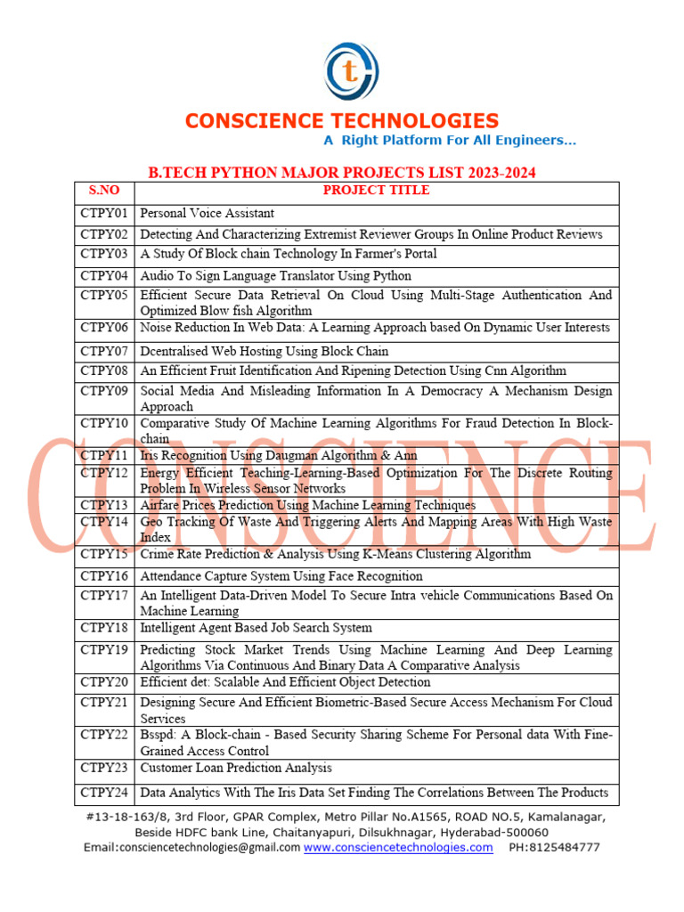 B.tech Python Major Projects List 2023-24 | PDF | Machine Learning ...