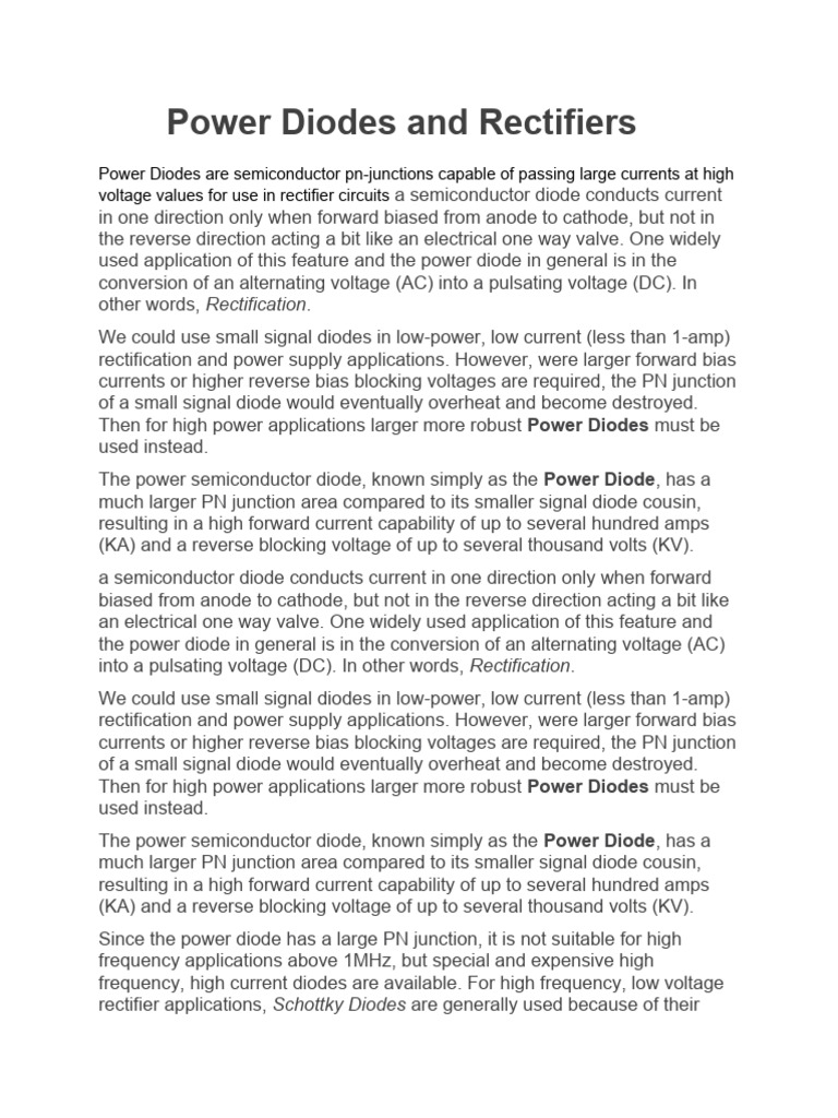 Power Diodes and Rectifiers | Download Free PDF | Rectifier | Diode