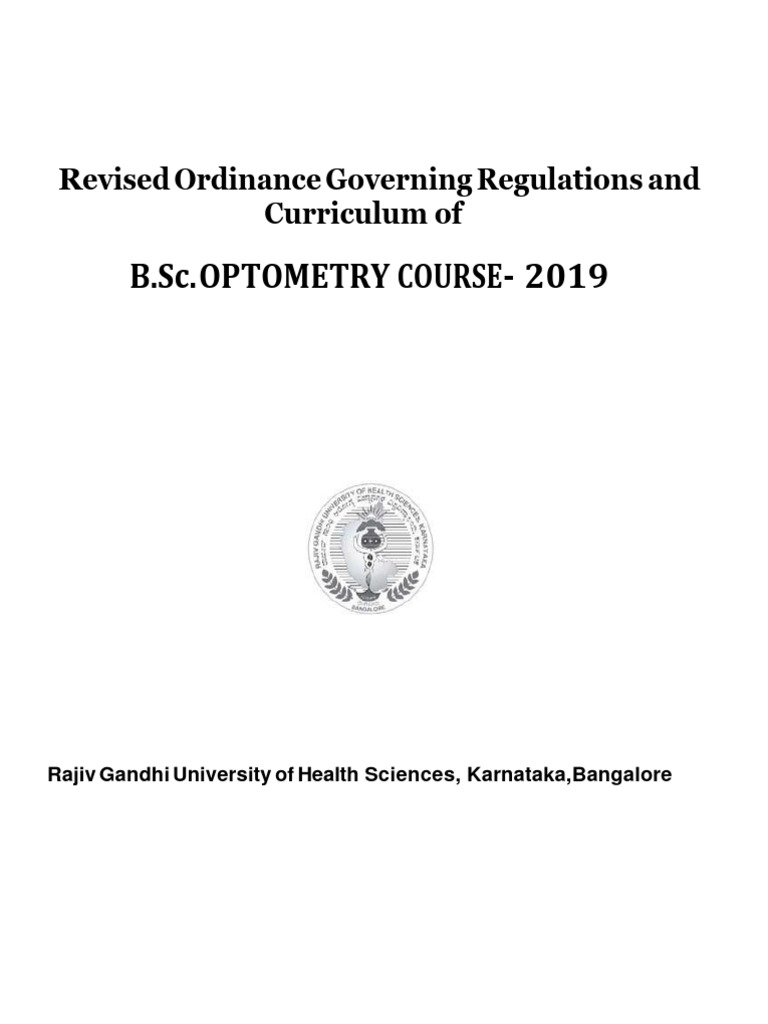B.SC - Optometry Updated 2020 Nov | PDF | Optics | Diffraction