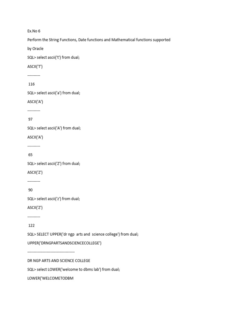 DBMS Functions Program | PDF | Computing