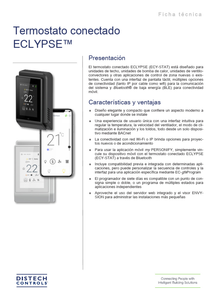 Ecy-Stat SP Specs | PDF | Termostato | Bluetooth