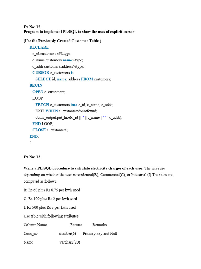 Explicit Cursor Trigger And Packages Pdf Pl Sql Sql