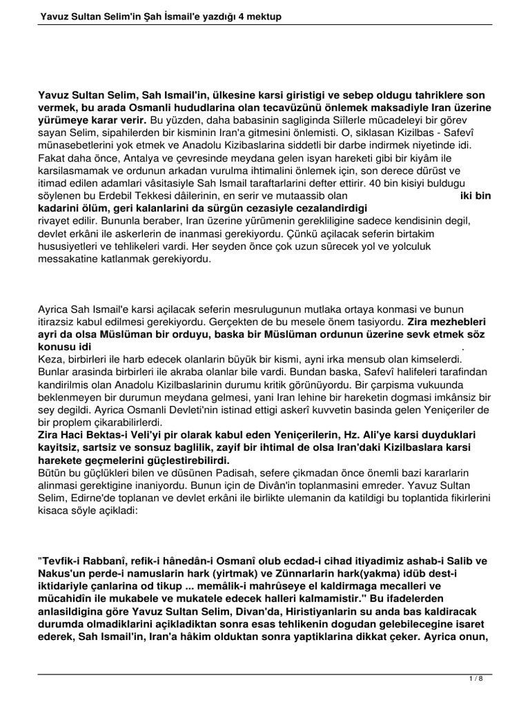 Selimden İsmaile 4 Mektup | PDF