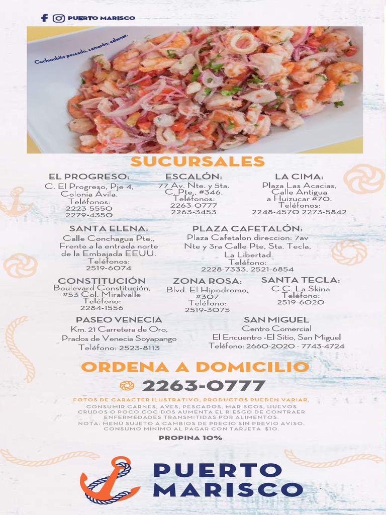 Menu Puerto Marisco | PDF