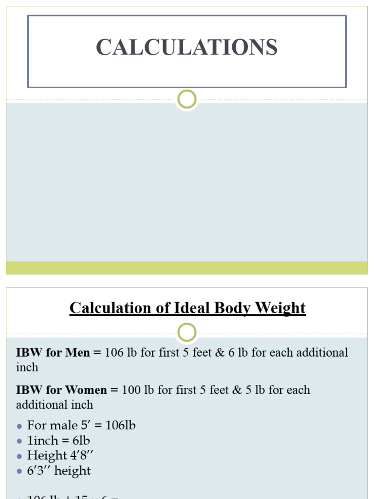 Ideal Body Weight Calculation Guide | PDF | Body Mass Index | Weight