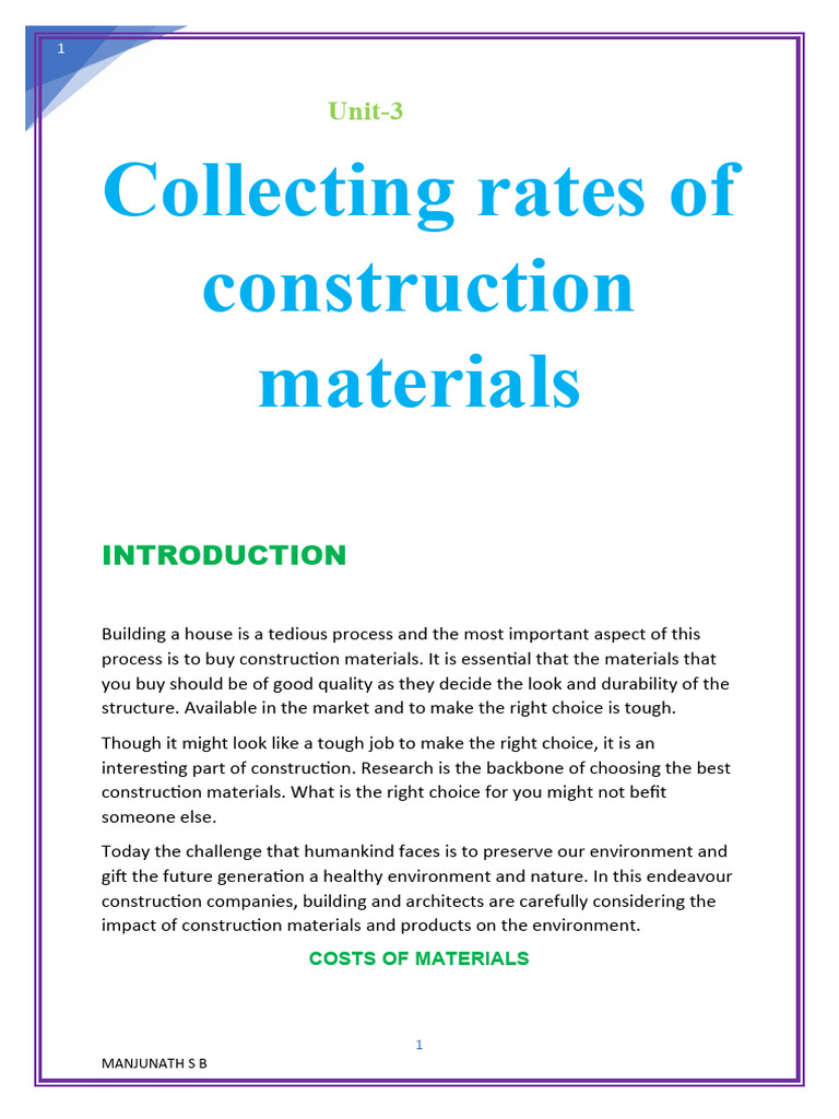 Collecting Rates of Construction Materials - Docx Mine | PDF | Building ...