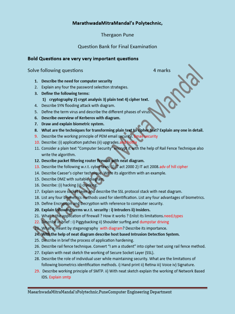 Nis Qbank Final Exam | PDF | Security | Computer Security Nis Qbank Final Exam | PDF | Security | Computer Security