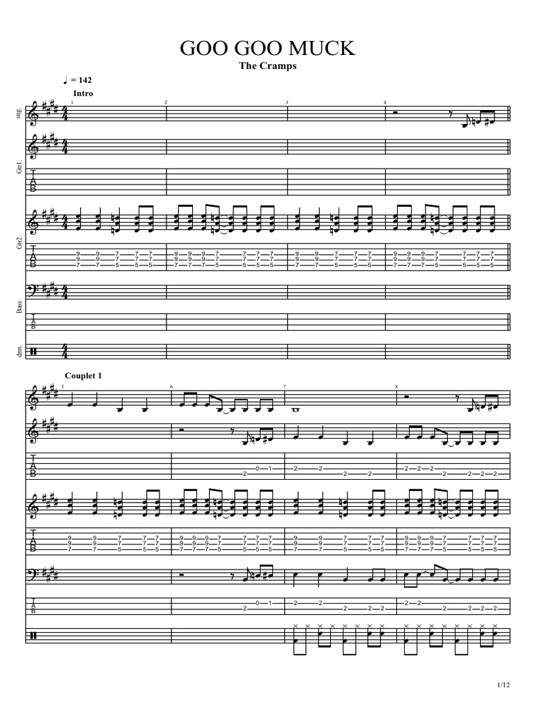 Goo Goo Muck Song Sheet Music | PDF
