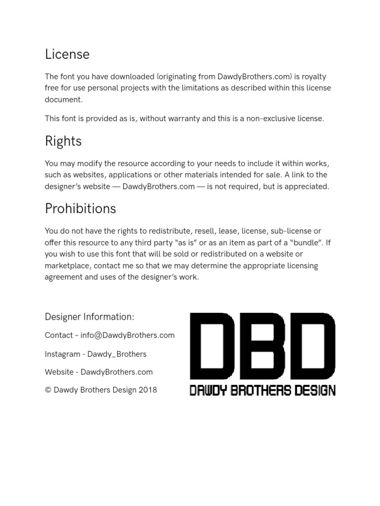 DBD Free Font License | PDF