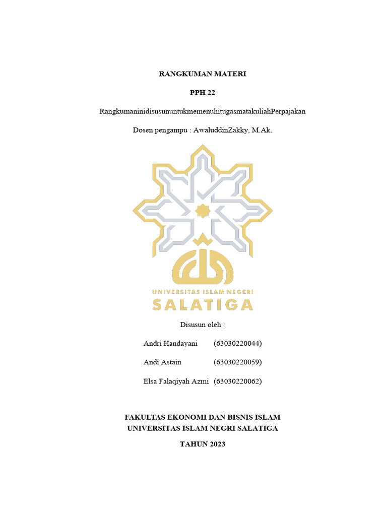 Rangkuman PPh 22 untuk Mahasiswa | PDF | Bisnis | Pengelolaan Keuangan & Uang