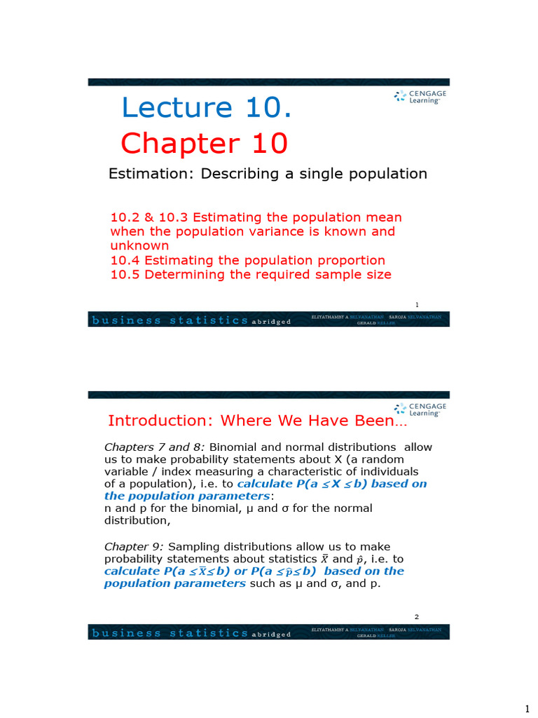 Lecture 10 Pdf Confidence Interval Estimation Theory