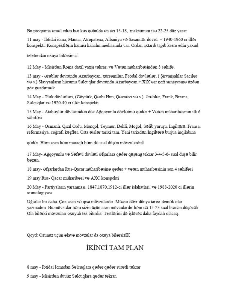 Tarix Təkrar Proqramı | PDF