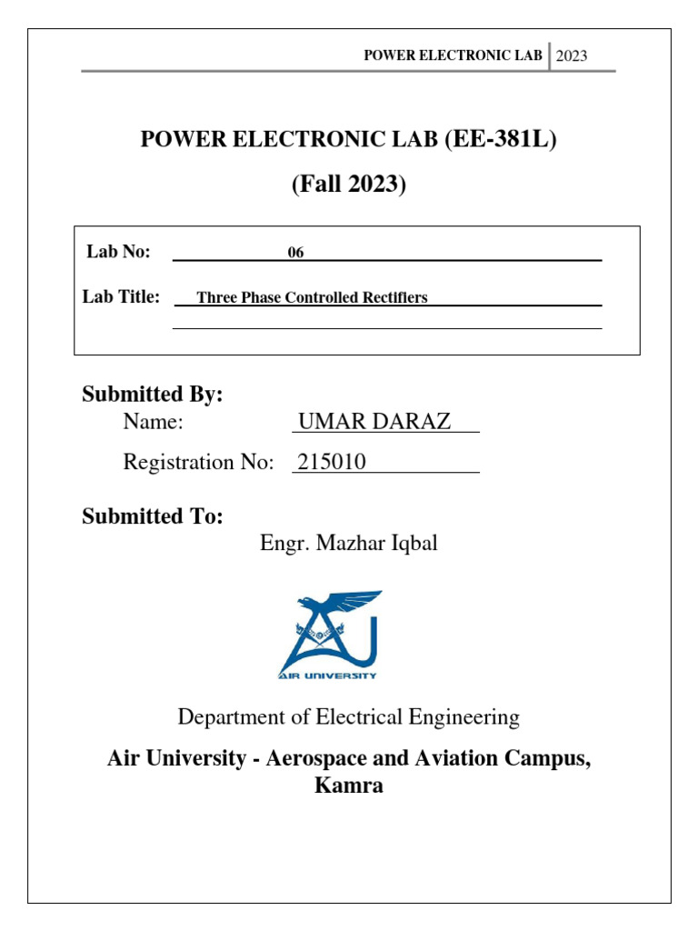 Power Electronics Lab 6 | PDF | Rectifier | Power Electronics