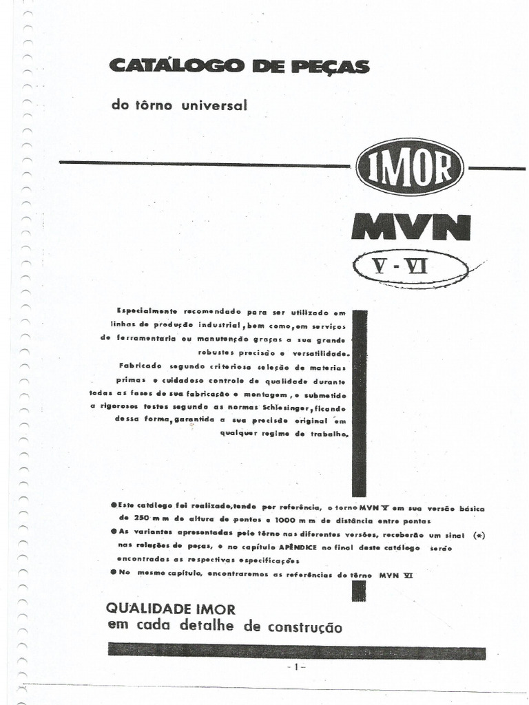 Manual Torno Imor MVN V | PDF