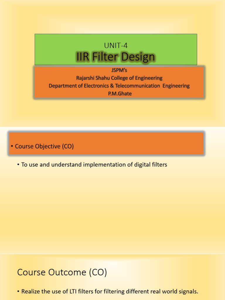 Unit 4 DSP Iir Filter Design | PDF | Filter (Signal Processing ...