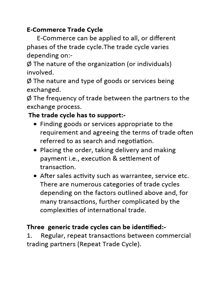 E-Commerce Trade Cycles | PDF