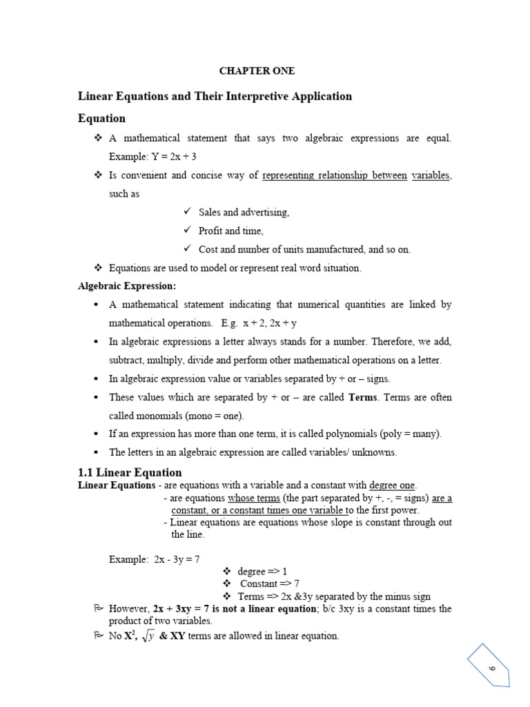 CH 1 | PDF | Equations | Variable (Mathematics)