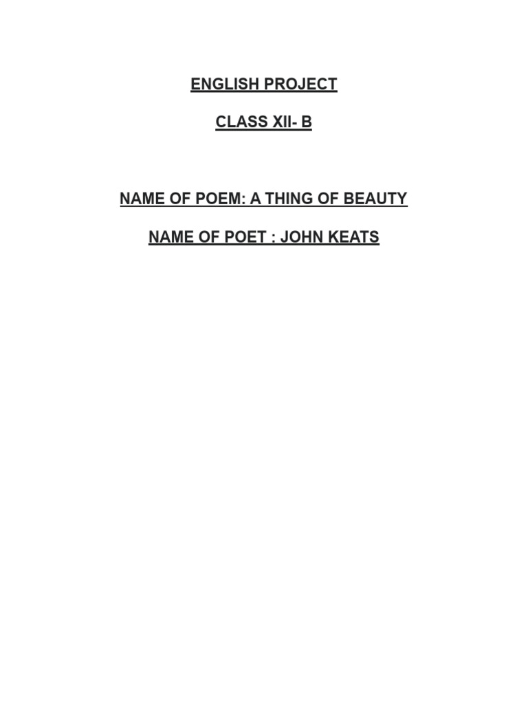 Eng Project | PDF | John Keats