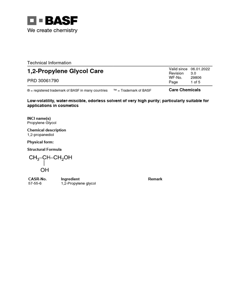 1 2-Propylene Glycol Care - REV3-0 PDF | PDF | Chemistry | Chemical ...