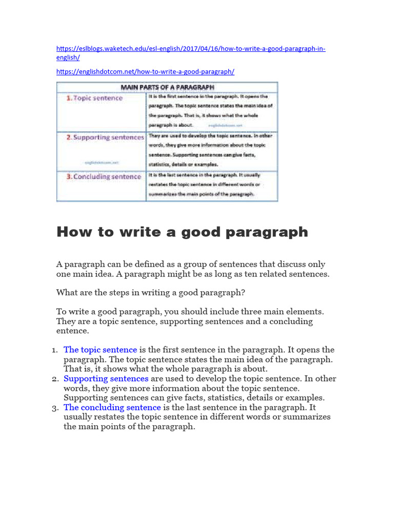 How To Write A Good Pragraph | PDF