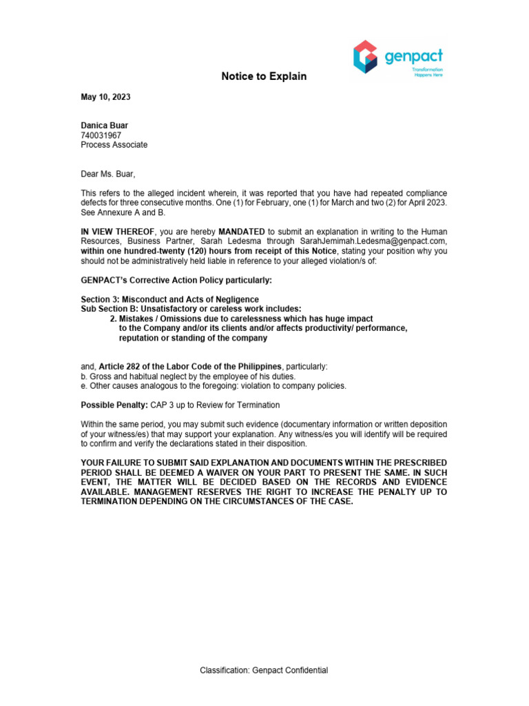 Danica Buar - Notice To Explain | PDF | Public Law | Government