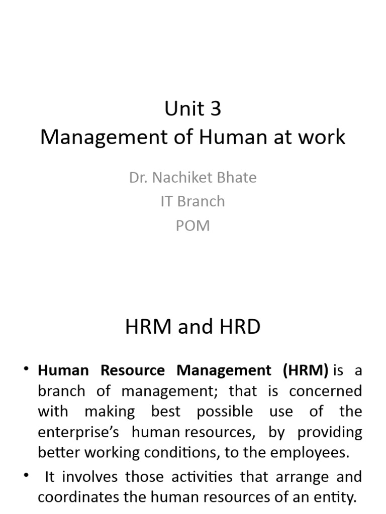 Unit - 3 - MGMT Human at Work - Principle of Management | Download Free ...