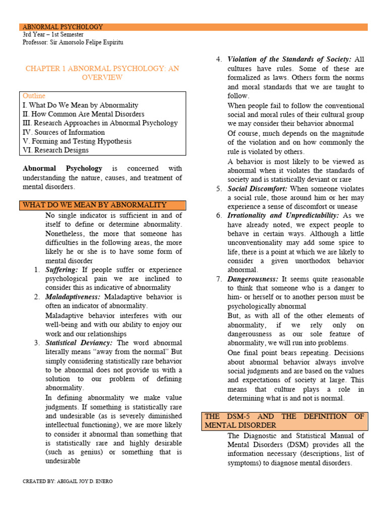 Understanding Abnormal Psychology | PDF | Mental Disorder | Experiment