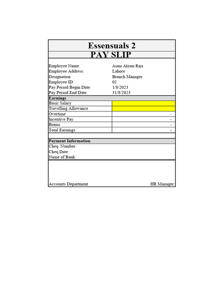 Salary Slip Template | PDF