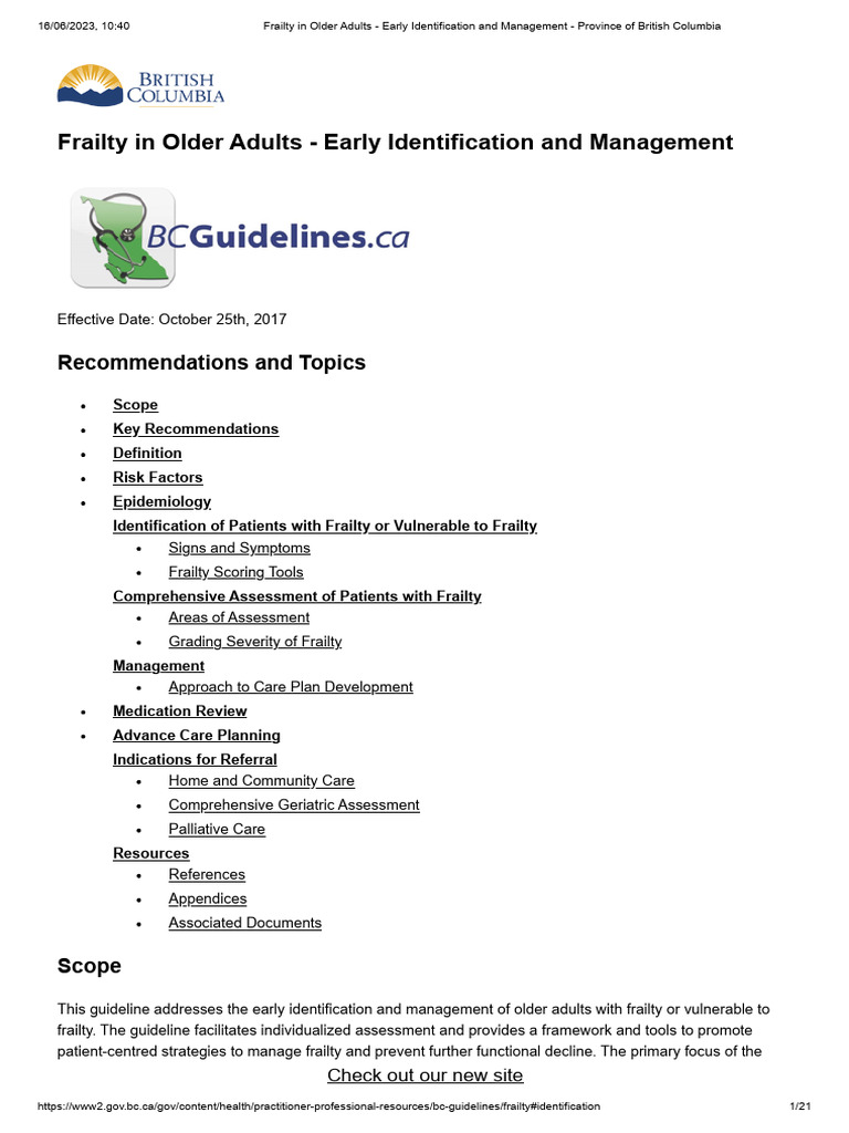 Frailty Management in Older Adults Guide | PDF | Geriatrics ...