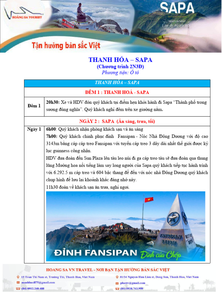 Thanh Hoá - SaPa 2N3Đ | PDF