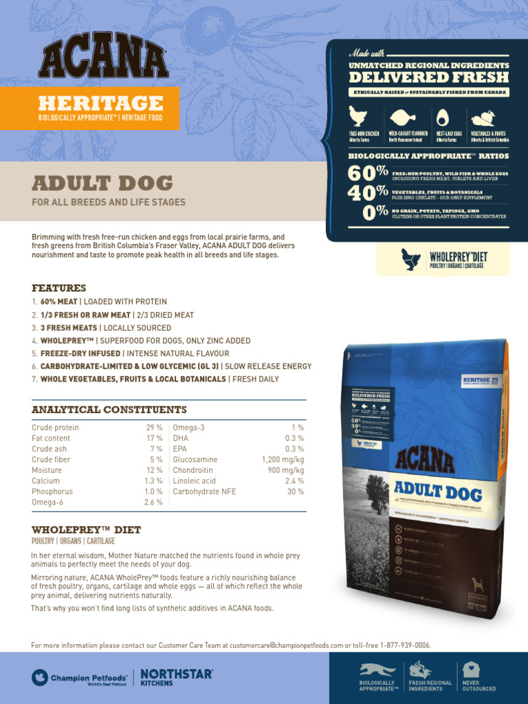 NS HERITAGE DOG-ADULTDOG-factsheet | PDF | Magnesium | Meat