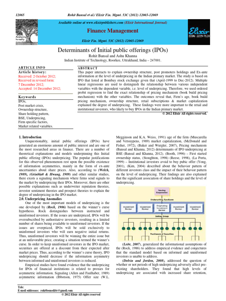 Determinants of Initial Public Offerings | Download Free PDF | Initial ...
