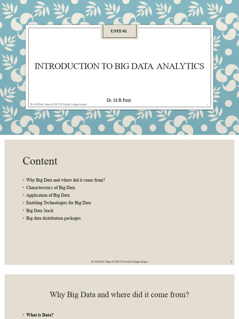 Unit 1 Introduction To Big Data | PDF | Big Data | Data