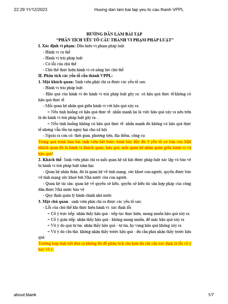 Huong Dan Lam Bai Tap Yeu To Cau Thanh VPPL | PDF